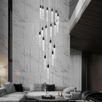 China Staircase Chandelier Hanging Cable Crystal Pillar Droplight Dimmable Suspension Light (WH-NC-170) for sale