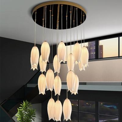 China Nordic Ceramic Tulip Staircase Chandelier Multi Heads Pendant Lamp(WH-NC-171) for sale