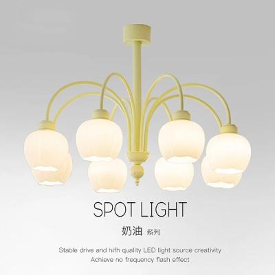 China Nordic Style Chandelier Indoor Green Fresh Hanging Light Fixture Tulip Matcha Chandelier(WH-MI-466) for sale