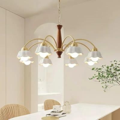 China Modern Nordic Pendant Lamp Home Decor Lustre Ceramic Flower Lampshade Led Light Swedish Modern Brass Chandelier(WH-MI-468) for sale
