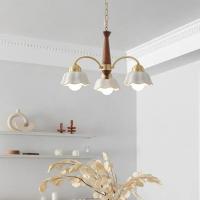 China Modern Nordic Pendant Lamp Home Decor Lustre Ceramic Flower Lampshade Led Light Swedish Modern Brass Chandelier(WH-MI-468) for sale