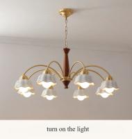 China Modern Nordic Pendant Lamp Home Decor Lustre Ceramic Flower Lampshade Led Light Swedish Modern Brass Chandelier(WH-MI-468) for sale
