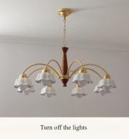 China Modern Nordic Pendant Lamp Home Decor Lustre Ceramic Flower Lampshade Led Light Swedish Modern Brass Chandelier(WH-MI-468) for sale