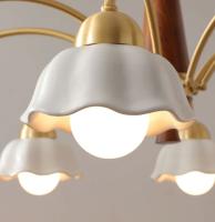 China Modern Nordic Pendant Lamp Home Decor Lustre Ceramic Flower Lampshade Led Light Swedish Modern Brass Chandelier(WH-MI-468) for sale