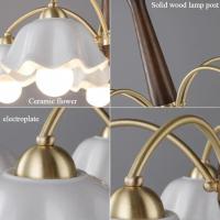 China Modern Nordic Pendant Lamp Home Decor Lustre Ceramic Flower Lampshade Led Light Swedish Modern Brass Chandelier(WH-MI-468) for sale