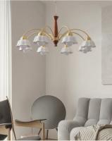 China Modern Nordic Pendant Lamp Home Decor Lustre Ceramic Flower Lampshade Led Light Swedish Modern Brass Chandelier(WH-MI-468) for sale