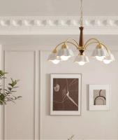 China Modern Nordic Pendant Lamp Home Decor Lustre Ceramic Flower Lampshade Led Light Swedish Modern Brass Chandelier(WH-MI-468) for sale