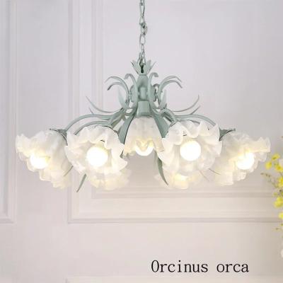China Art Parlor Dining Room Bedroom Chain Suspension Modern Romantic Flowers Chandeliers Lily of the Valley Flower Chandelier(WH-MI-470) for sale