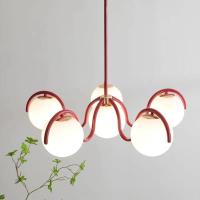 China Minimalist Bedroom Study Dining room Light Nordic Magic Bean Glass Pendant Light Reedway Curve Linear Chandelier(WH-MI-472) for sale