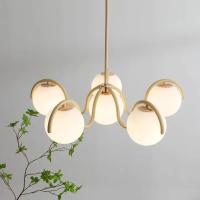 China Minimalist Bedroom Study Dining room Light Nordic Magic Bean Glass Pendant Light Reedway Curve Linear Chandelier(WH-MI-472) for sale