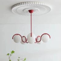 China Minimalist Bedroom Study Dining room Light Nordic Magic Bean Glass Pendant Light Reedway Curve Linear Chandelier(WH-MI-472) for sale