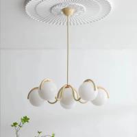 China Minimalist Bedroom Study Dining room Light Nordic Magic Bean Glass Pendant Light Reedway Curve Linear Chandelier(WH-MI-472) for sale