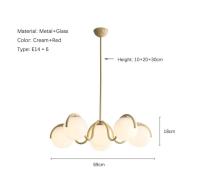China Minimalist Bedroom Study Dining room Light Nordic Magic Bean Glass Pendant Light Reedway Curve Linear Chandelier(WH-MI-472) for sale