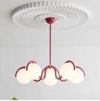 China Minimalist Bedroom Study Dining room Light Nordic Magic Bean Glass Pendant Light Reedway Curve Linear Chandelier(WH-MI-472) for sale