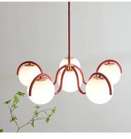 China Minimalist Bedroom Study Dining room Light Nordic Magic Bean Glass Pendant Light Reedway Curve Linear Chandelier(WH-MI-472) for sale
