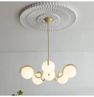 China Minimalist Bedroom Study Dining room Light Nordic Magic Bean Glass Pendant Light Reedway Curve Linear Chandelier(WH-MI-472) for sale