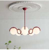 China Minimalist Bedroom Study Dining room Light Nordic Magic Bean Glass Pendant Light Reedway Curve Linear Chandelier(WH-MI-472) for sale