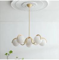 China Minimalist Bedroom Study Dining room Light Nordic Magic Bean Glass Pendant Light Reedway Curve Linear Chandelier(WH-MI-472) for sale