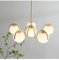 China Minimalist Bedroom Study Dining room Light Nordic Magic Bean Glass Pendant Light Reedway Curve Linear Chandelier(WH-MI-472) for sale