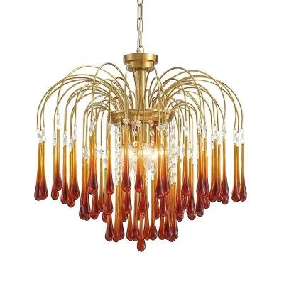 China Modern LED Chandeliers Amber Glass Hanging Pendant Lighting Maltose Chandelier(WH-MI-473) for sale