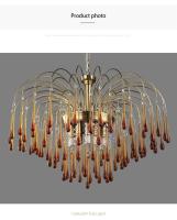China Modern LED Chandeliers Amber Glass Hanging Pendant Lighting Maltose Chandelier(WH-MI-473) for sale