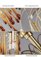 China Modern LED Chandeliers Amber Glass Hanging Pendant Lighting Maltose Chandelier(WH-MI-473) for sale