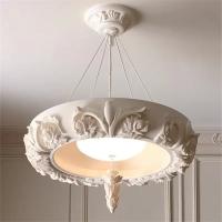 China Artistic Carved Plaster Chandelier Led White Resin Gypsum Round lamp Tinsley Plaster Chandelier(WH-MI-475) for sale