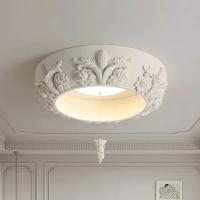 China Artistic Carved Plaster Chandelier Led White Resin Gypsum Round lamp Tinsley Plaster Chandelier(WH-MI-475) for sale