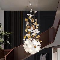China Loft Hanging Chandelier For Stairscase Hotel Lobby Living Room Modern Luxury Glass Flower Crystal Chandeliers  Flying Flowers Fluttering Chandelier (WH-MI-481) for sale