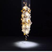 China Loft Hanging Chandelier For Stairscase Hotel Lobby Living Room Modern Luxury Glass Flower Crystal Chandeliers  Flying Flowers Fluttering Chandelier (WH-MI-481) for sale