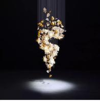 China Loft Hanging Chandelier For Stairscase Hotel Lobby Living Room Modern Luxury Glass Flower Crystal Chandeliers  Flying Flowers Fluttering Chandelier (WH-MI-481) for sale