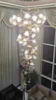 China Loft Hanging Chandelier For Stairscase Hotel Lobby Living Room Modern Luxury Glass Flower Crystal Chandeliers  Flying Flowers Fluttering Chandelier (WH-MI-481) for sale