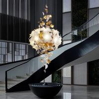 China Loft Hanging Chandelier For Stairscase Hotel Lobby Living Room Modern Luxury Glass Flower Crystal Chandeliers  Flying Flowers Fluttering Chandelier (WH-MI-481) for sale