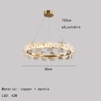 China Copper Ring Living Room Restaurant Hanging Lamp Round Natural Marble Chandelier Alabaster Halo Chandelier(WH-MI-483) for sale