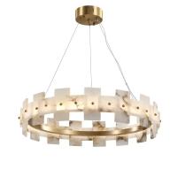 China Copper Ring Living Room Restaurant Hanging Lamp Round Natural Marble Chandelier Alabaster Halo Chandelier(WH-MI-483) for sale