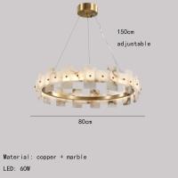 China Copper Ring Living Room Restaurant Hanging Lamp Round Natural Marble Chandelier Alabaster Halo Chandelier(WH-MI-483) for sale