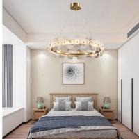 China Copper Ring Living Room Restaurant Hanging Lamp Round Natural Marble Chandelier Alabaster Halo Chandelier(WH-MI-483) for sale