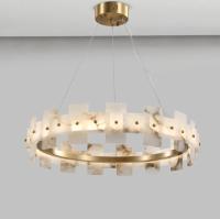 China Copper Ring Living Room Restaurant Hanging Lamp Round Natural Marble Chandelier Alabaster Halo Chandelier(WH-MI-483) for sale