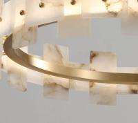 China Copper Ring Living Room Restaurant Hanging Lamp Round Natural Marble Chandelier Alabaster Halo Chandelier(WH-MI-483) for sale