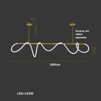 China LED Postmodern Golden White Designer Chandelier Lighting Flexible Linear Curve Chandelier(WH-MI-485) for sale