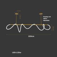 China LED Postmodern Golden White Designer Chandelier Lighting Flexible Linear Curve Chandelier(WH-MI-485) for sale