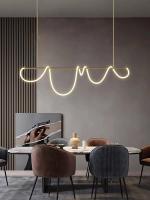 China LED Postmodern Golden White Designer Chandelier Lighting Flexible Linear Curve Chandelier(WH-MI-485) for sale