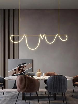 China LED Postmodern Golden White Designer Chandelier Lighting Flexible Linear Curve Chandelier(WH-MI-485) for sale