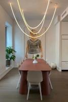 China LED Postmodern Golden White Designer Chandelier Lighting Flexible Linear Curve Chandelier(WH-MI-485) for sale