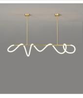 China LED Postmodern Golden White Designer Chandelier Lighting Flexible Linear Curve Chandelier(WH-MI-485) for sale