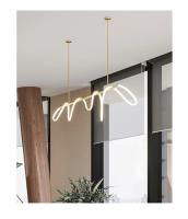 China LED Postmodern Golden White Designer Chandelier Lighting Flexible Linear Curve Chandelier(WH-MI-485) for sale