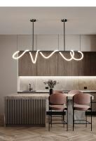 China LED Postmodern Golden White Designer Chandelier Lighting Flexible Linear Curve Chandelier(WH-MI-485) for sale