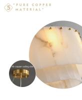 China Plafond Lighting For Bedroom Living Room Modern Luxury Round LED Hanging Pendant Lamp Marble Chandelier Rock Alabaster Chandelier(WH-MI-486) for sale