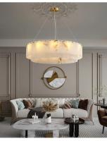 China Plafond Lighting For Bedroom Living Room Modern Luxury Round LED Hanging Pendant Lamp Marble Chandelier Rock Alabaster Chandelier(WH-MI-486) for sale