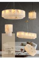 China Plafond Lighting For Bedroom Living Room Modern Luxury Round LED Hanging Pendant Lamp Marble Chandelier Rock Alabaster Chandelier(WH-MI-486) for sale